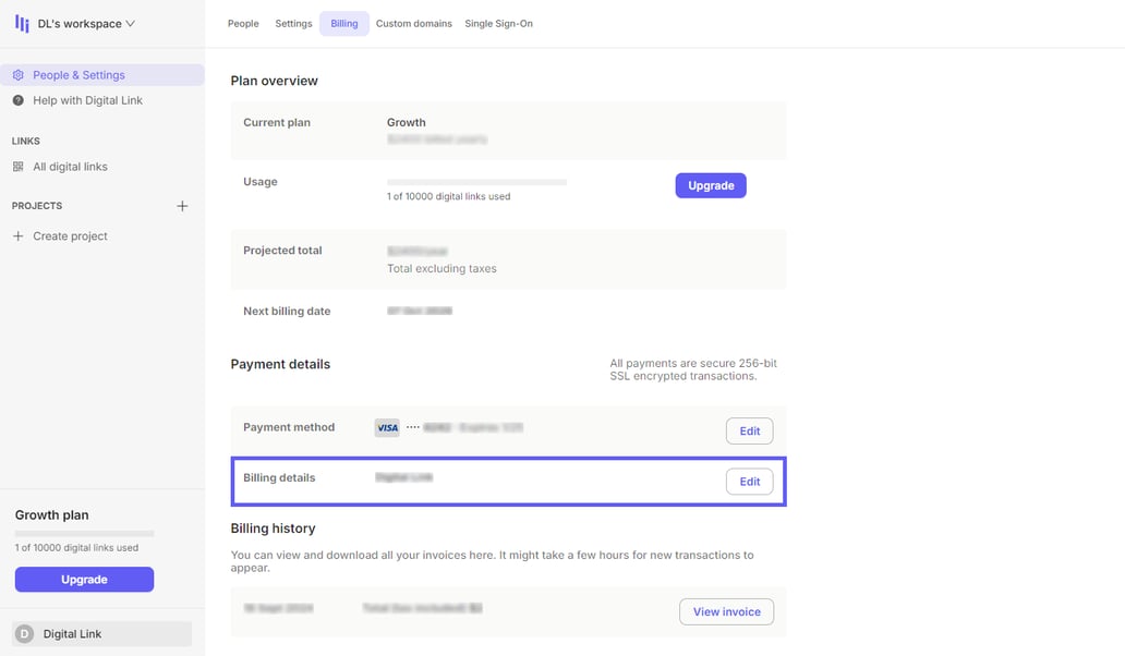 How to change my billing details